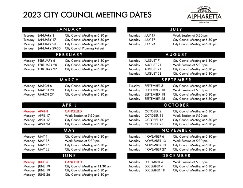 See the Alpharetta City Council 2023 meeting schedule, plus a list of ...