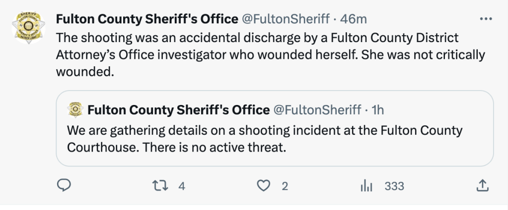 Report: Fulton DA investigator accidentally shoots self at county ...